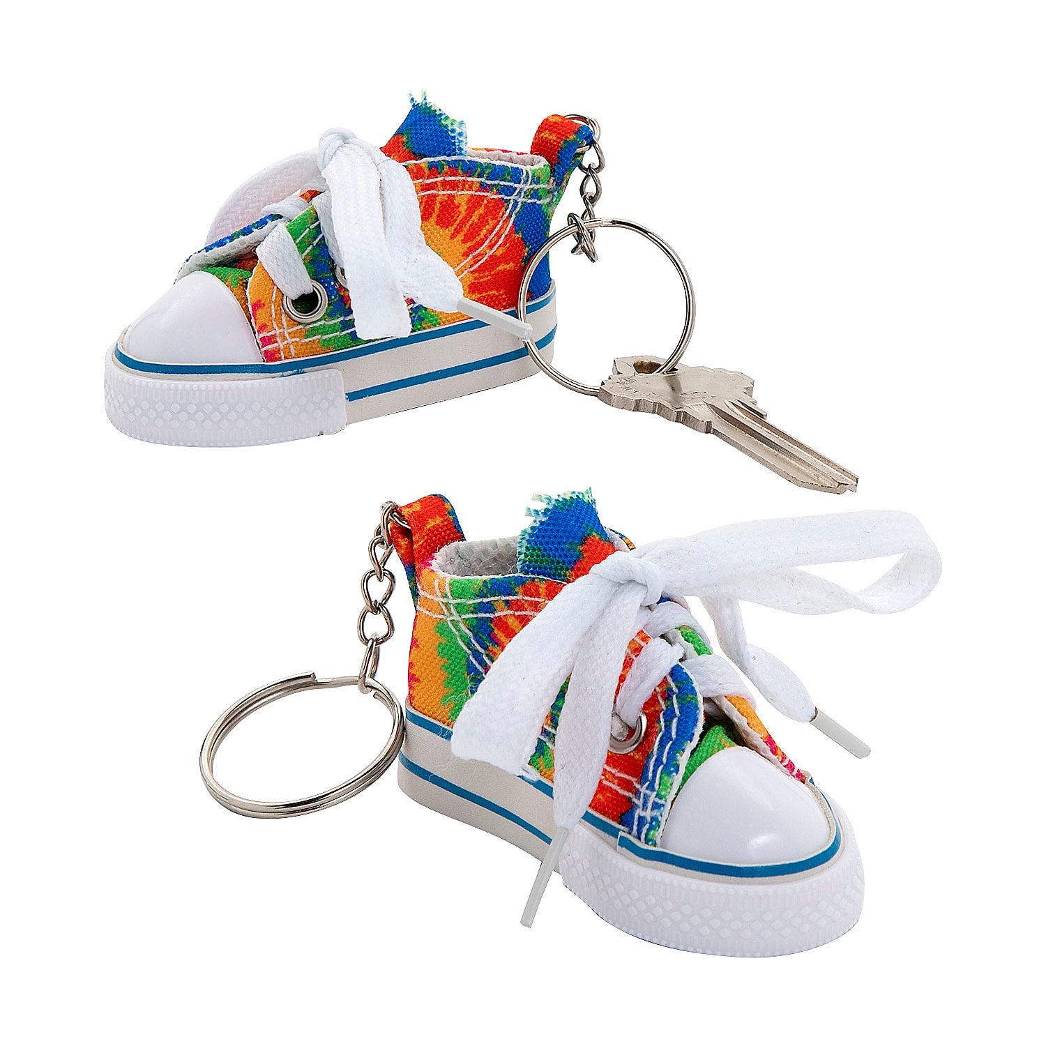 Tie-Dyed Canvas Tennis Shoe Keychains - 12 Pieces - Walmart.com