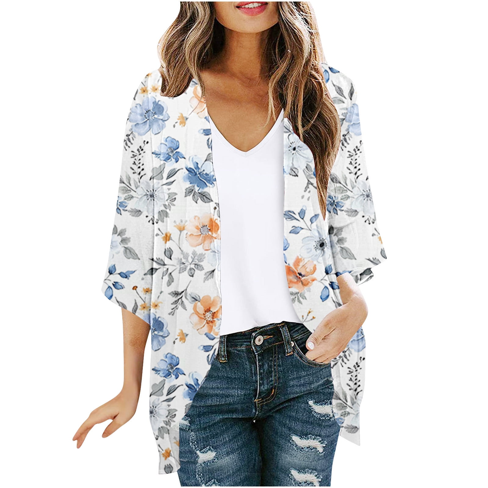 Tie Front Cardigan, Women's Beach Kimonos Coverup Lightweight Sheer ...