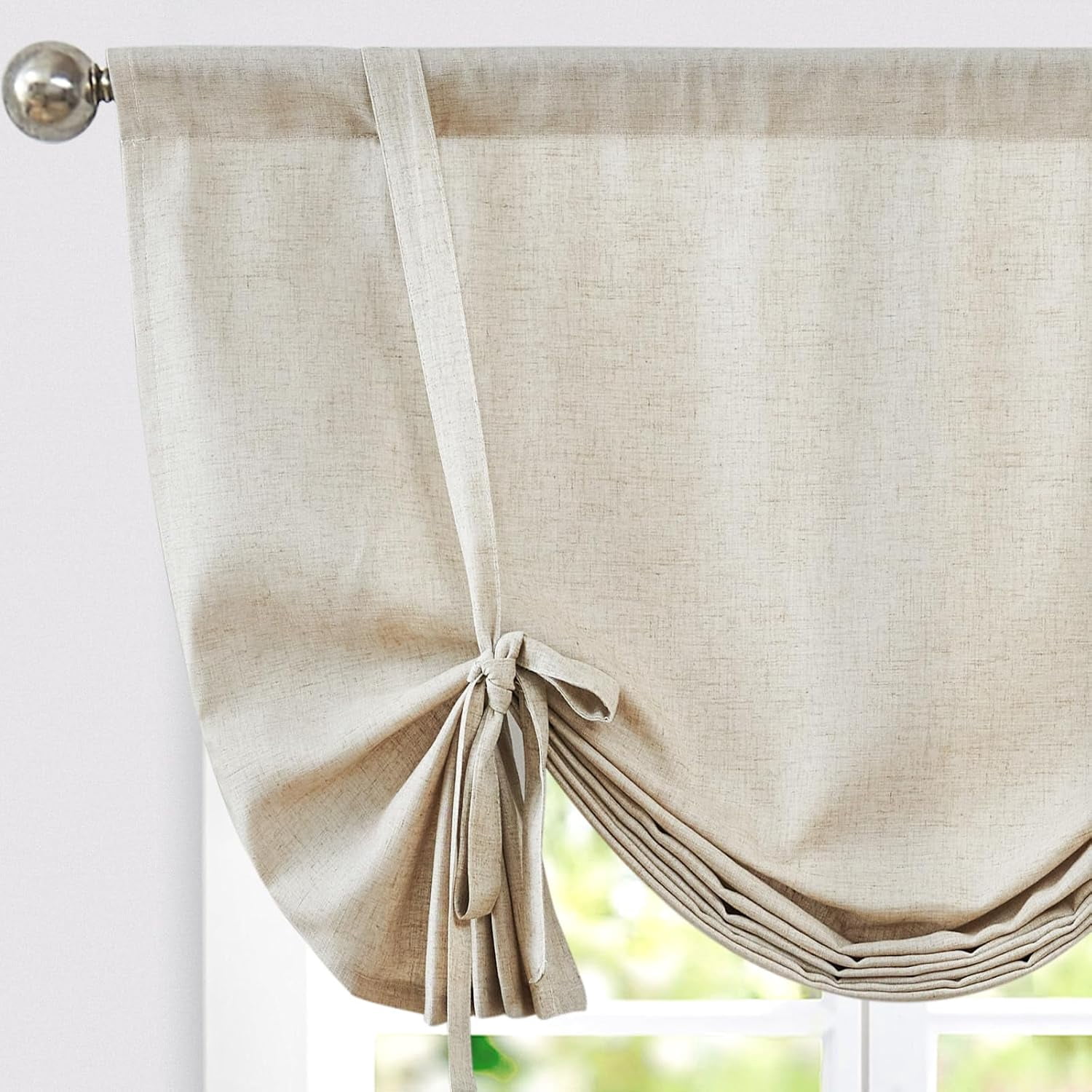 Tie Up Linen Kitchen Valance for Dining Room Window Treatment 36 Inch ...