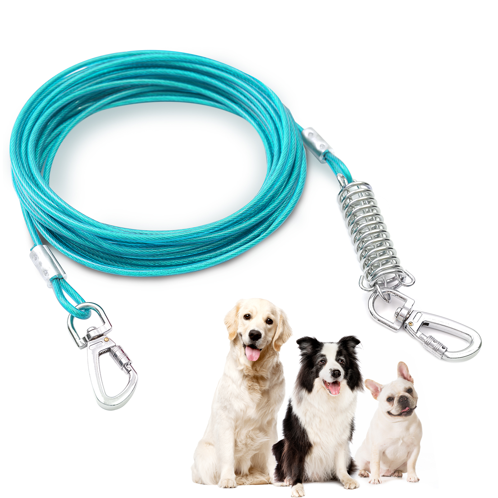 Tie Out Cable for Dogs Outside,20 FT Chew Proof Dog Runner for Yard ...