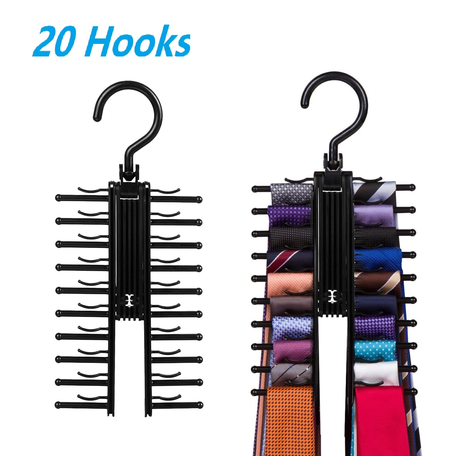 EEEkit 20-Hook Tie Rack Hanger, Space Saver Clothes & Accessories ...