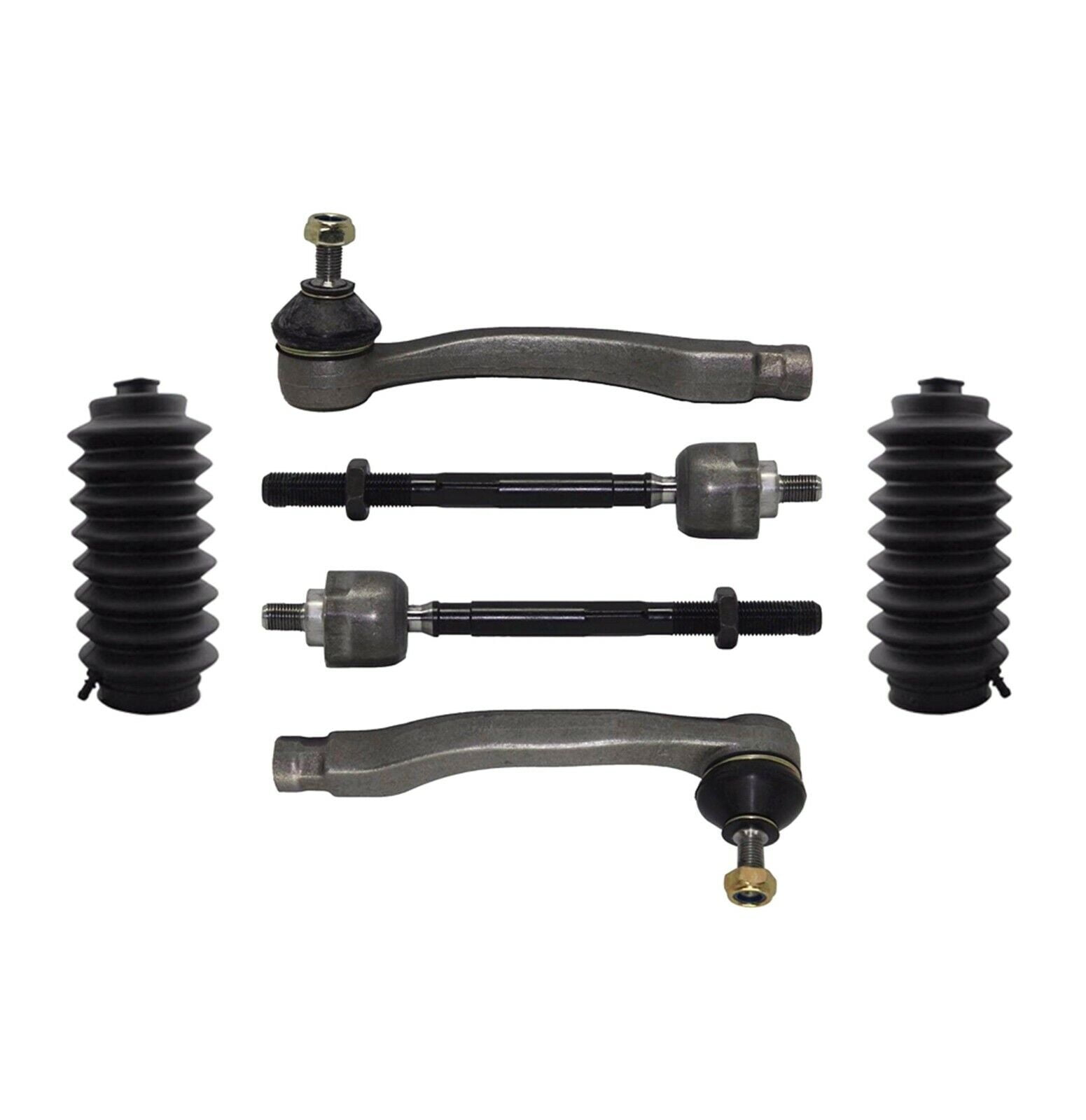 Tie Rod Ends Inner & Outer Passenger Driver with Rack Boot Bellow Front Steering Set 6 Pieces ...