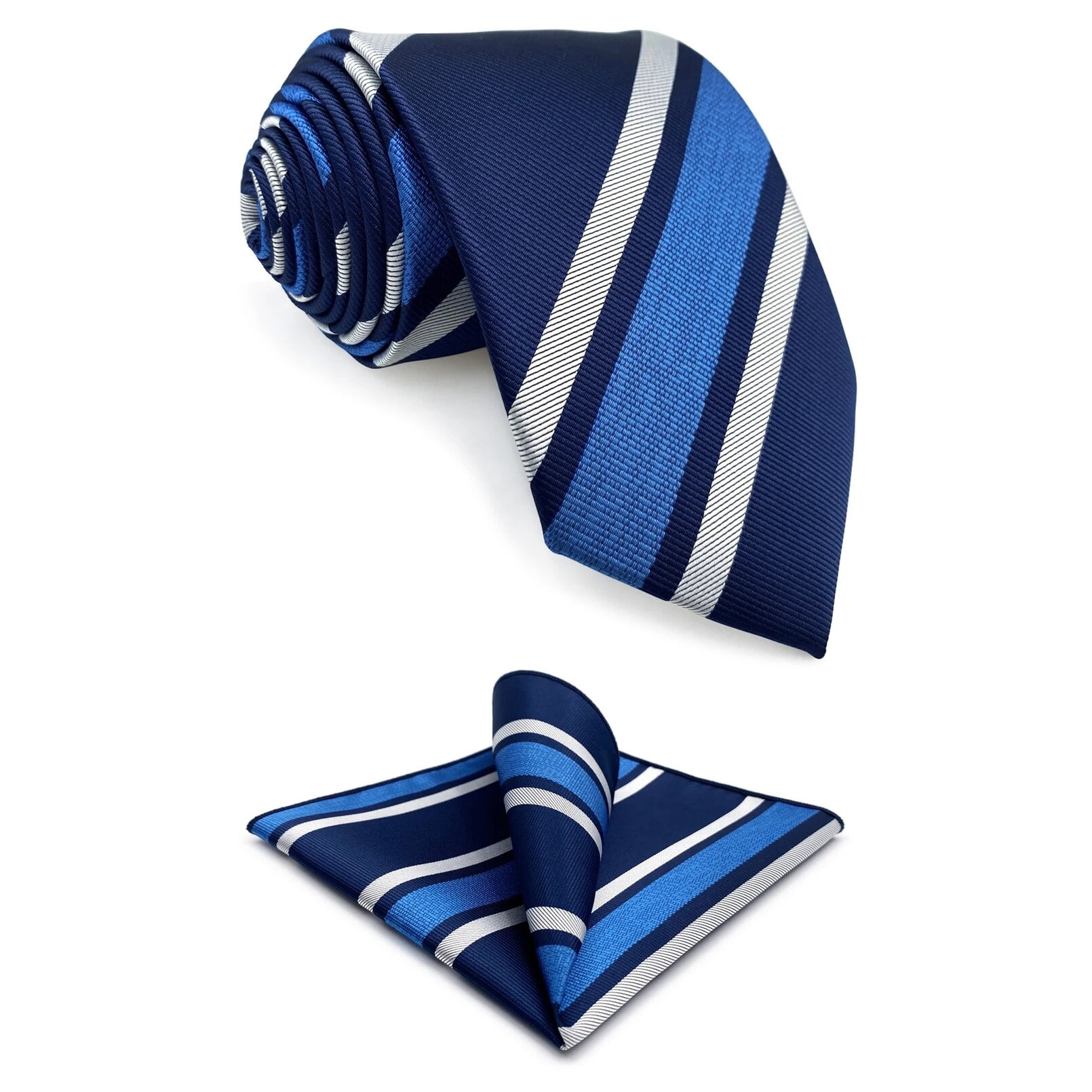 Tie Set for Men Blue Navy Royal Stripe Necktie Formal Business for Big ...