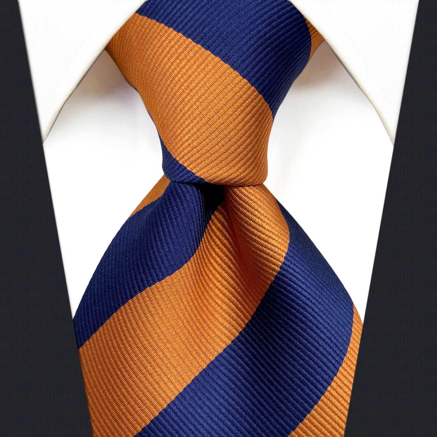 Tie Sets for Men Necktie and Pocket Square Blue and Orange Stripe ...