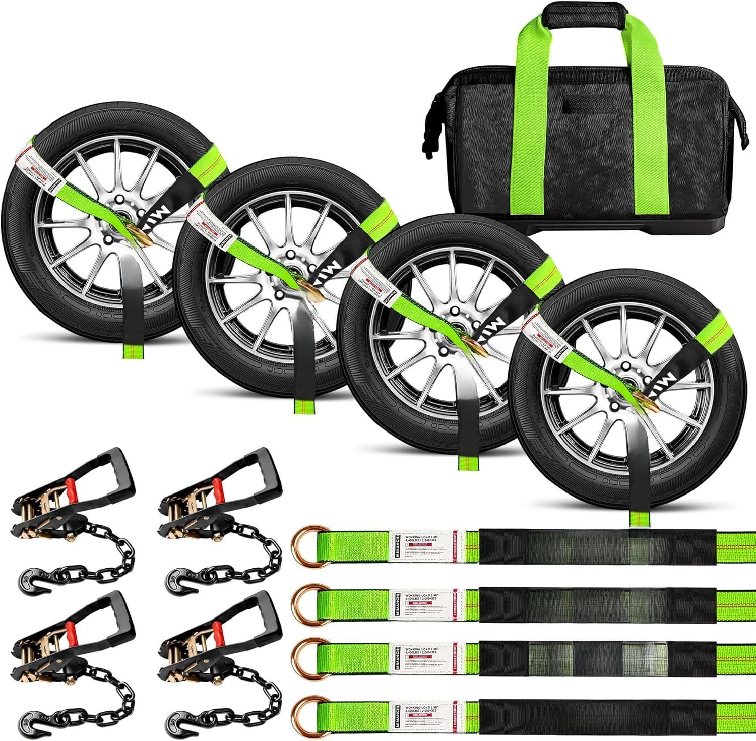 Tie Down Straps for -4 , 2"x12' Ratchet Straps with Chain Anchors ...