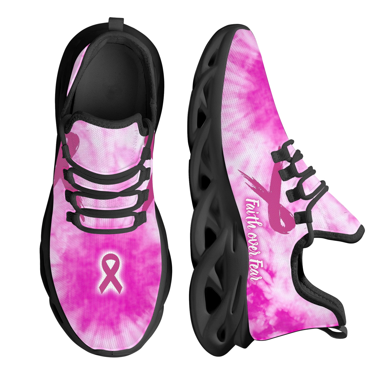 Tie Tye Breast Cancer Design Pink Mesh Shoes Women ers Mesh White ...