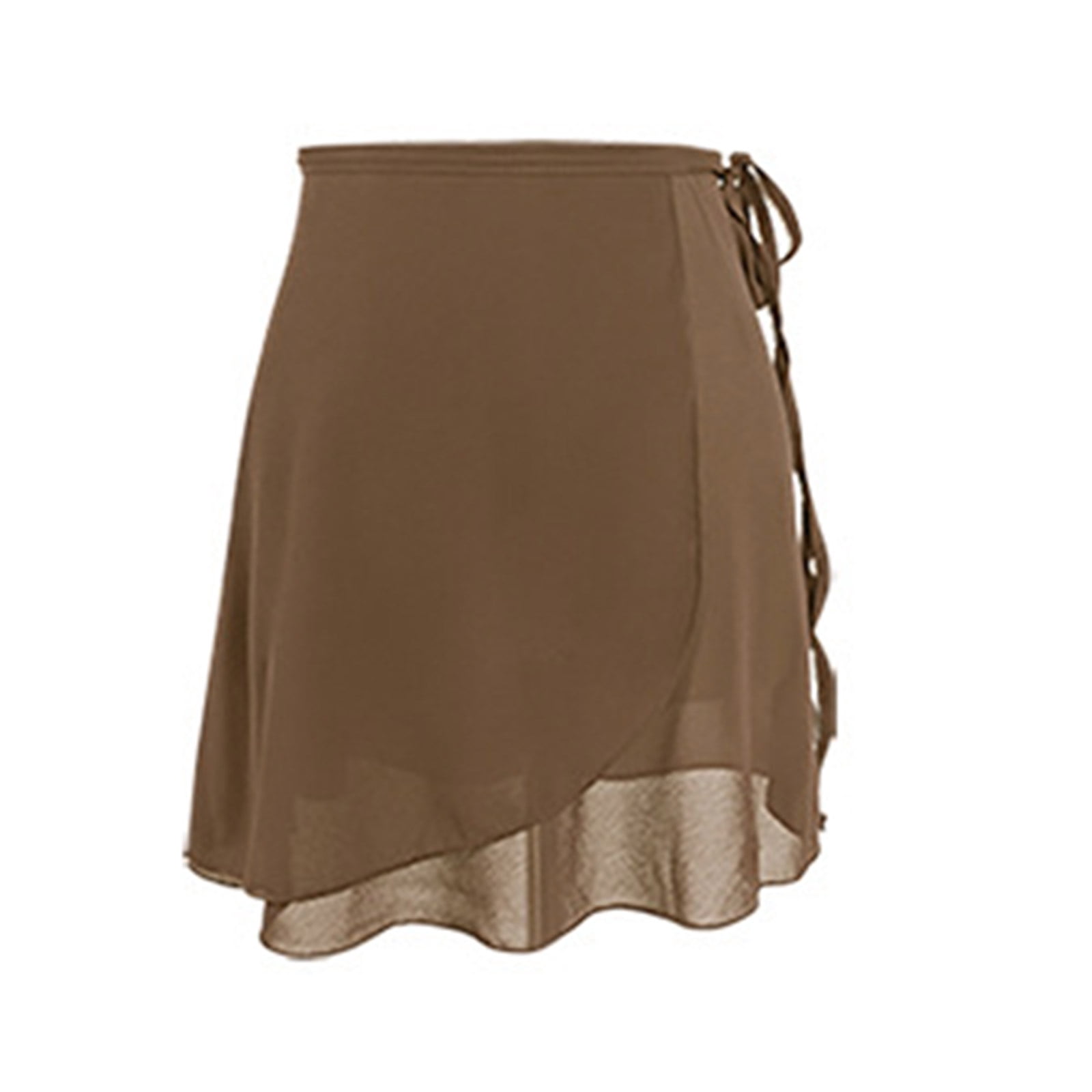 Tie Up Ballet Wrap Skirt Solid Sheer Chiffon Dance Skirts with ...