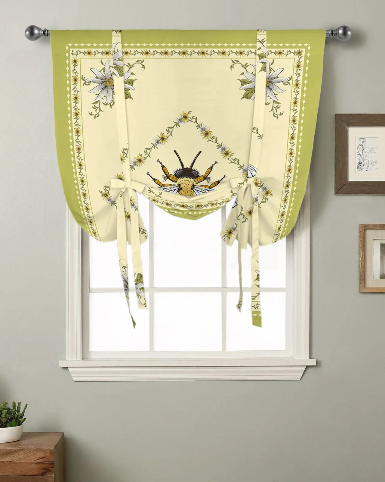 Tie Up Curtains Tulip Lavender Plant Flower Kitchen Short Window ...