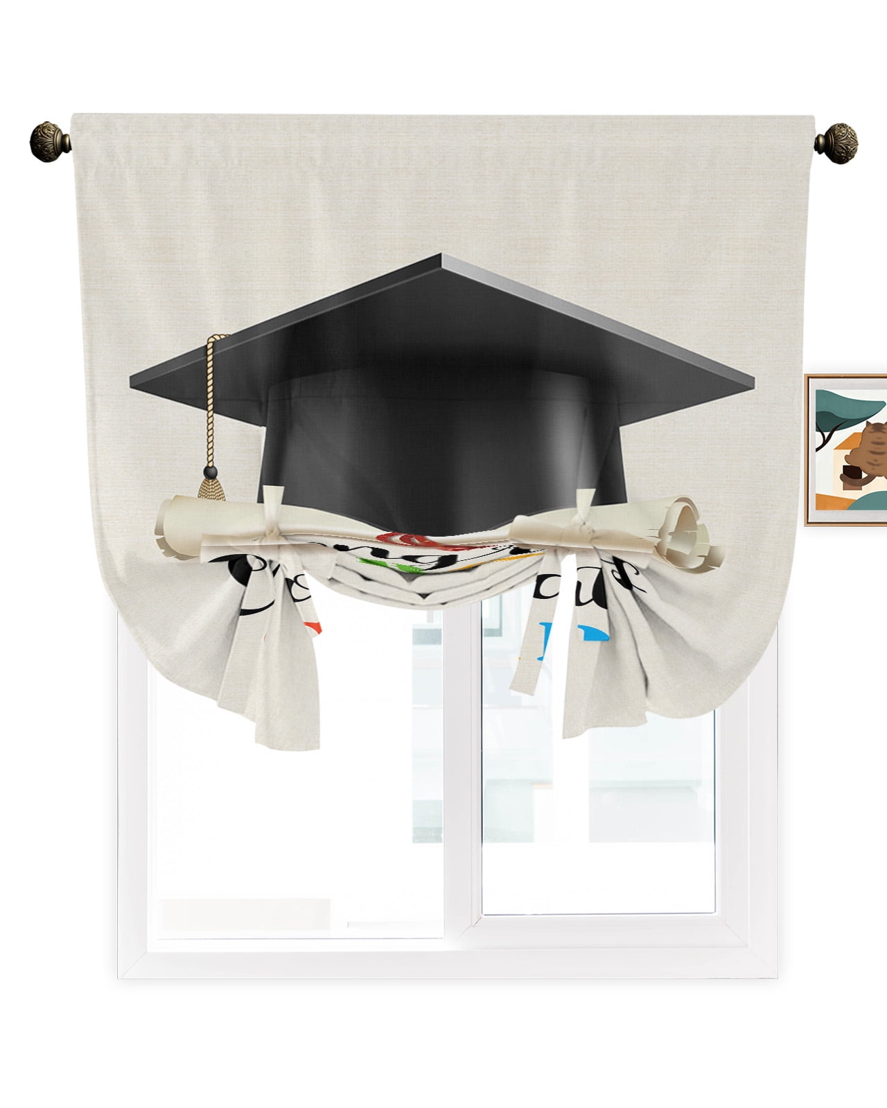 Tie Up Curtains Tie Up Window Shade, Graduation Season Bachelor Cap ...