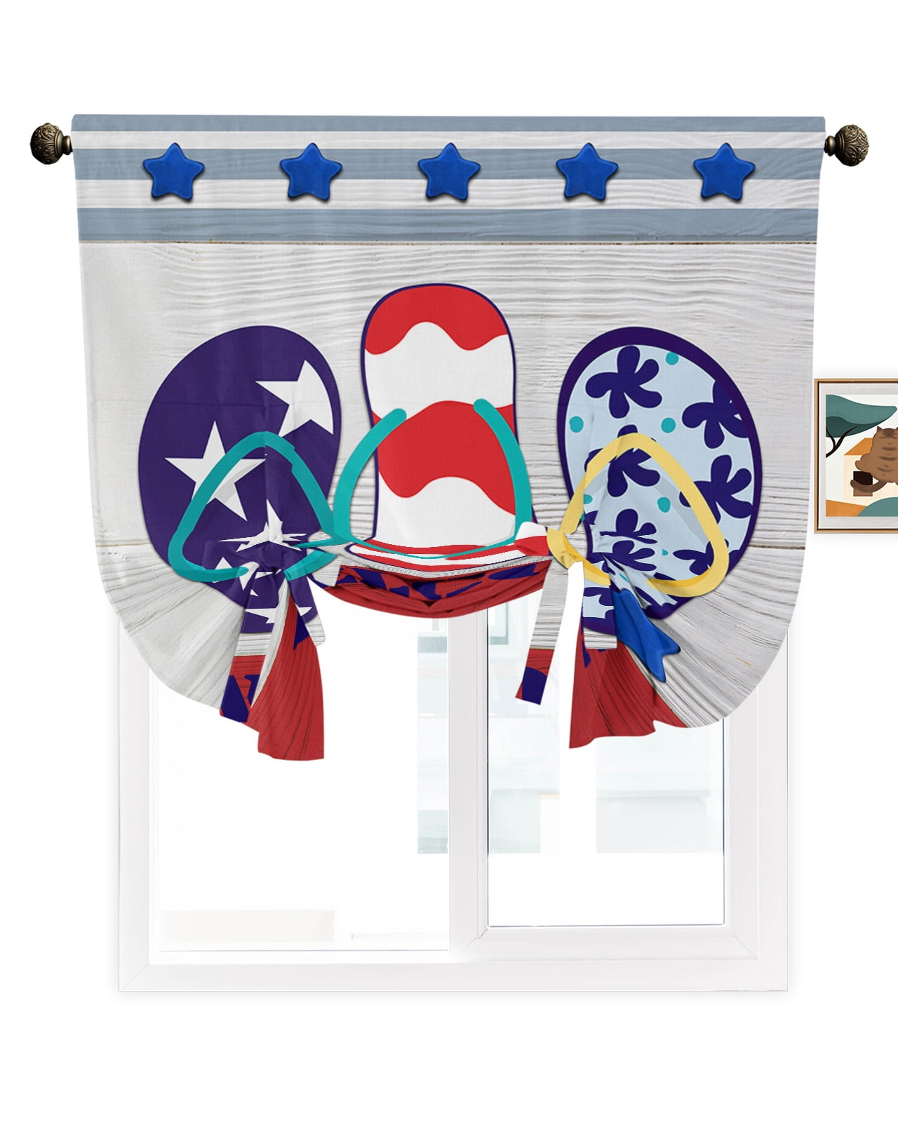 Tie Up Curtains Tie Up Window Shade, Independence Day American Flag ...
