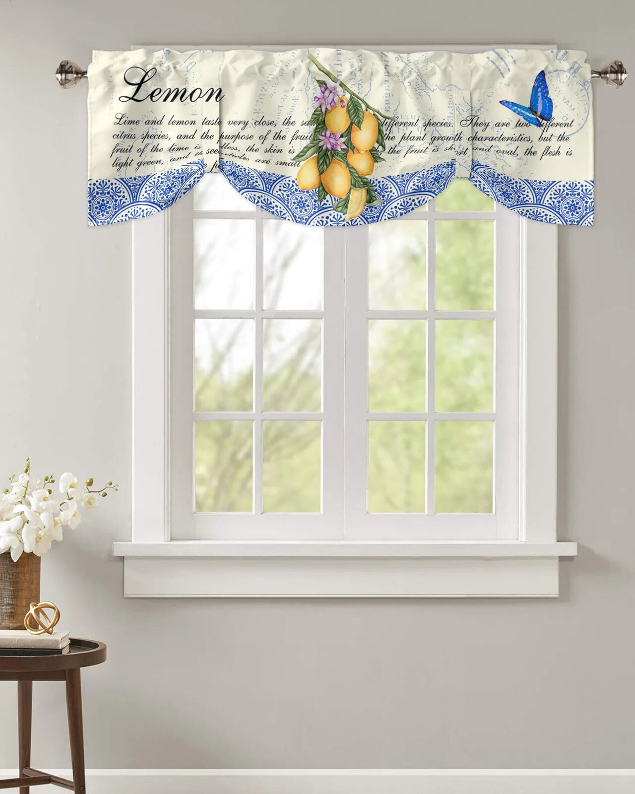 Tie Up Valance for Windows Moroccan Pattern Retro Butterfly Lemon ...