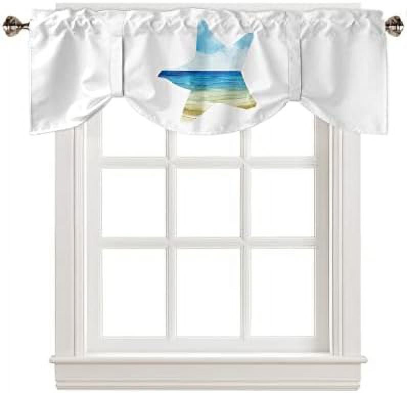 Tie Up Valance for Windows Nautical Coastal Ocean Coral Curtains ...