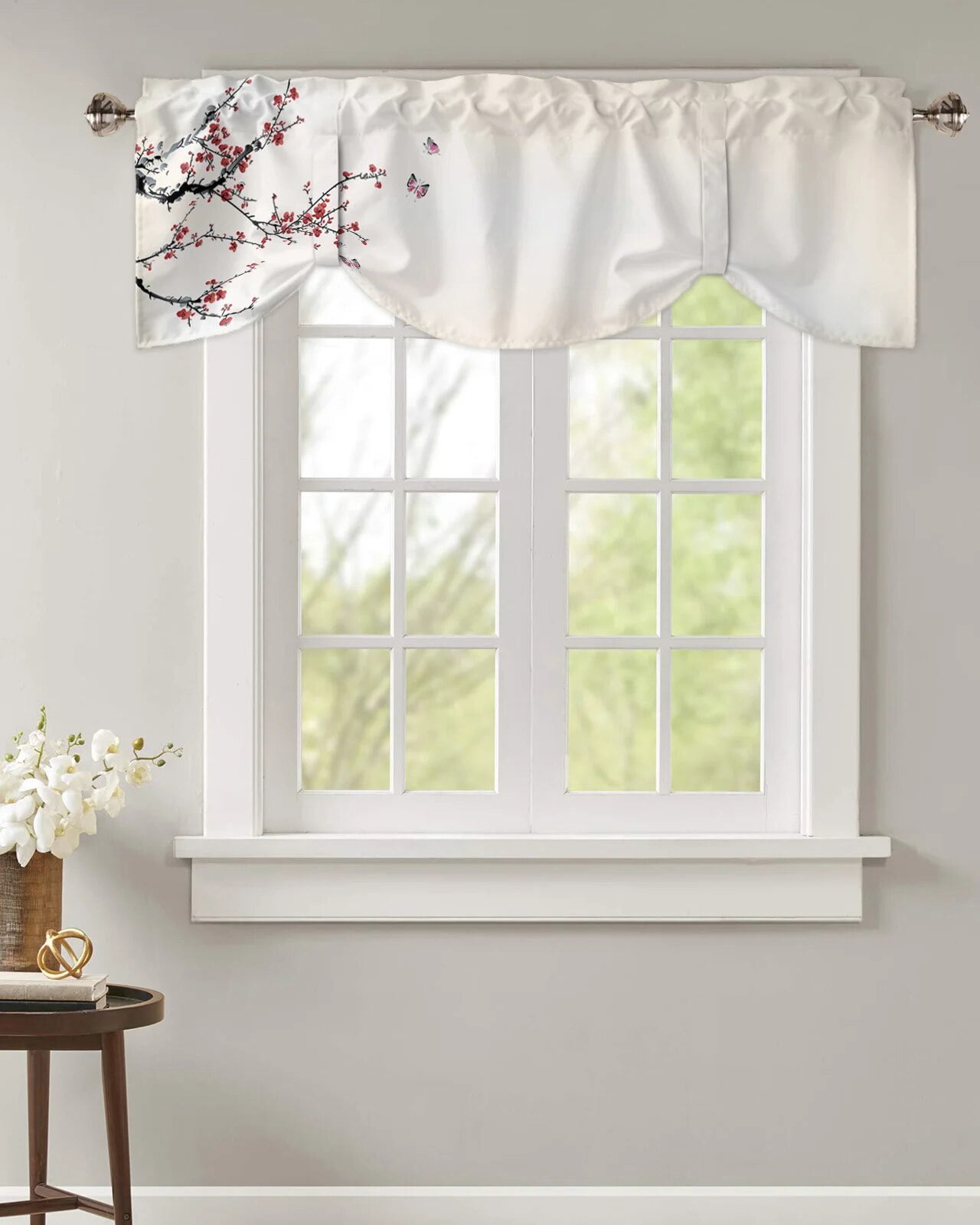 Tie Up Valance for Windows Plum Flower Butterfly Chinese Style Window ...