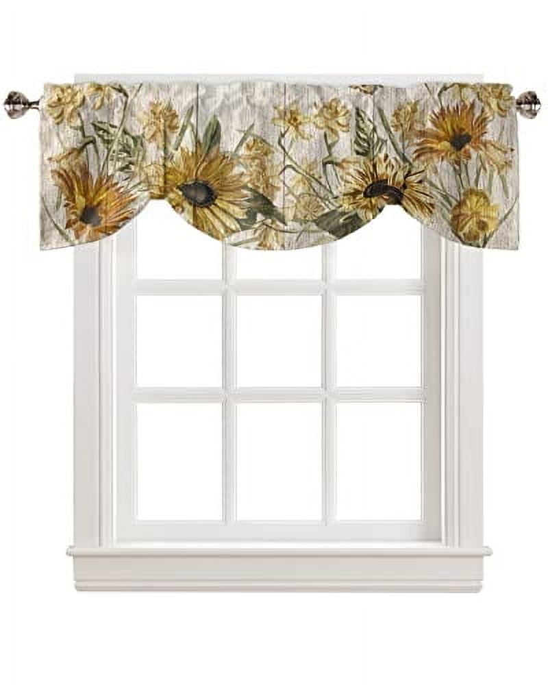 Tie Up Valance for Kitchen Windows Pink Animals Flamingo Short Curtains ...