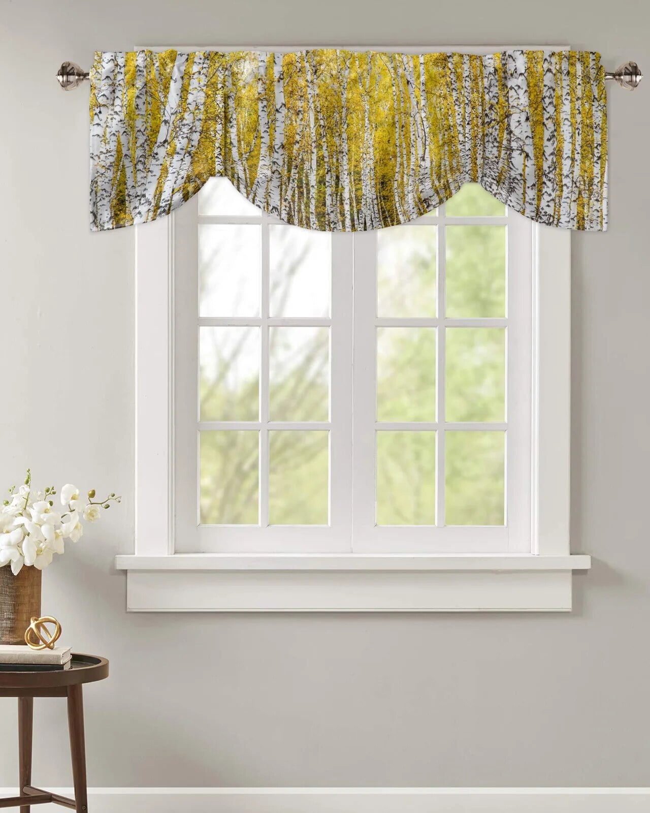 Tie Up Valance for Windows Aspen Trees Autumn Woods Window Curtain ...