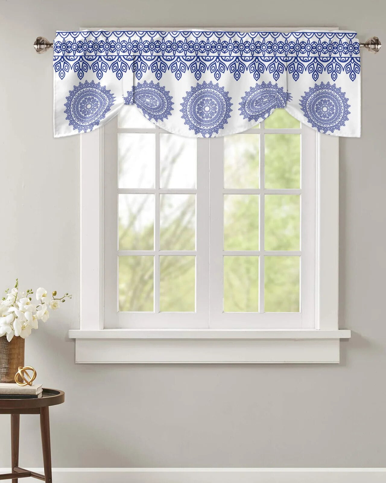 Tie Up Valance for Windows Bohemian Style Mandala Pattern Small Curtain ...
