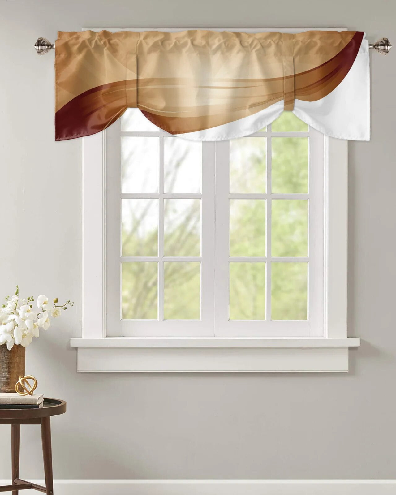 Tie Up Valance for Windows Chocolate Color Wavy Brown Window Curtain ...