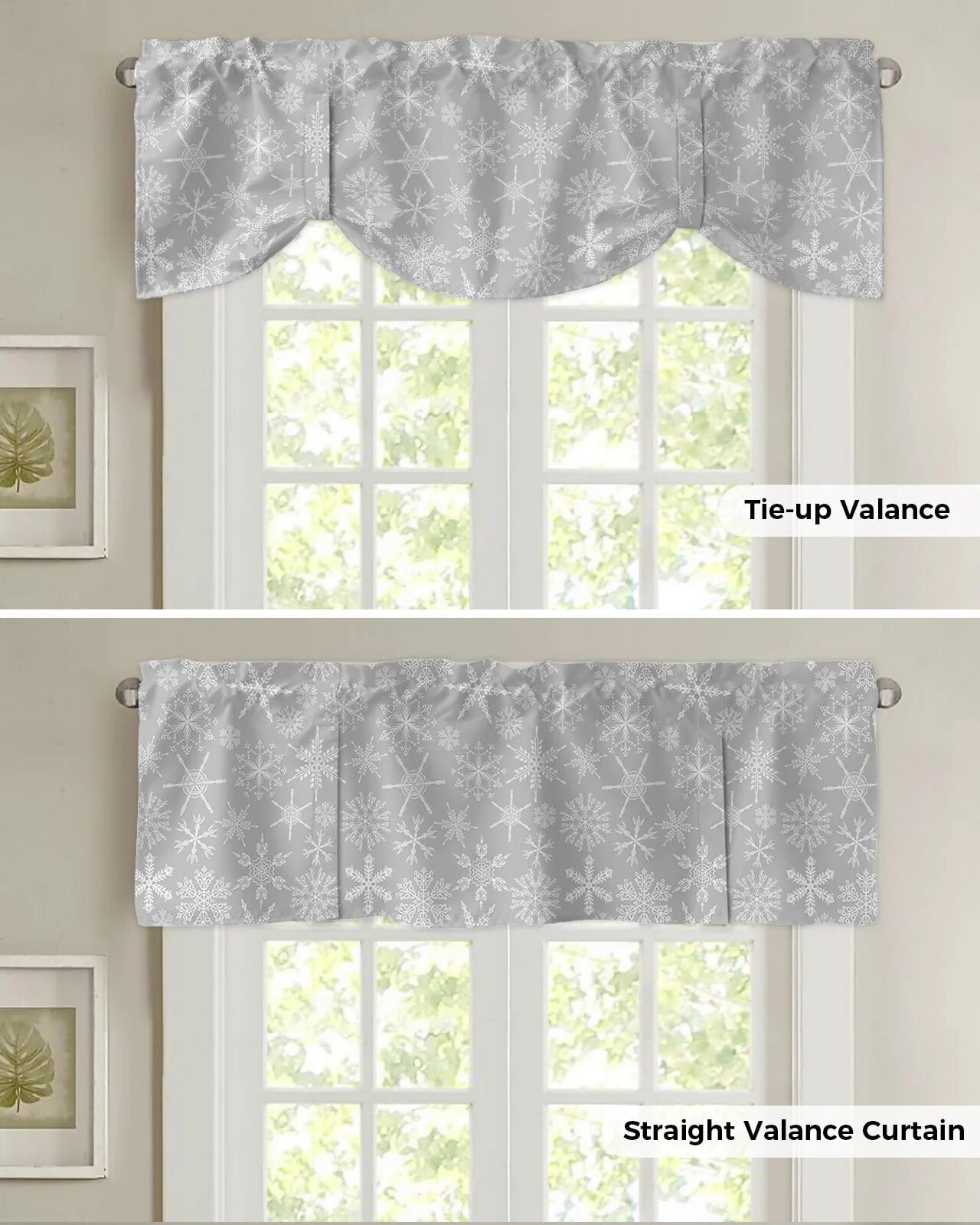 Tie Up Valance for Windows Christmas Snowflake Texture Red Window ...