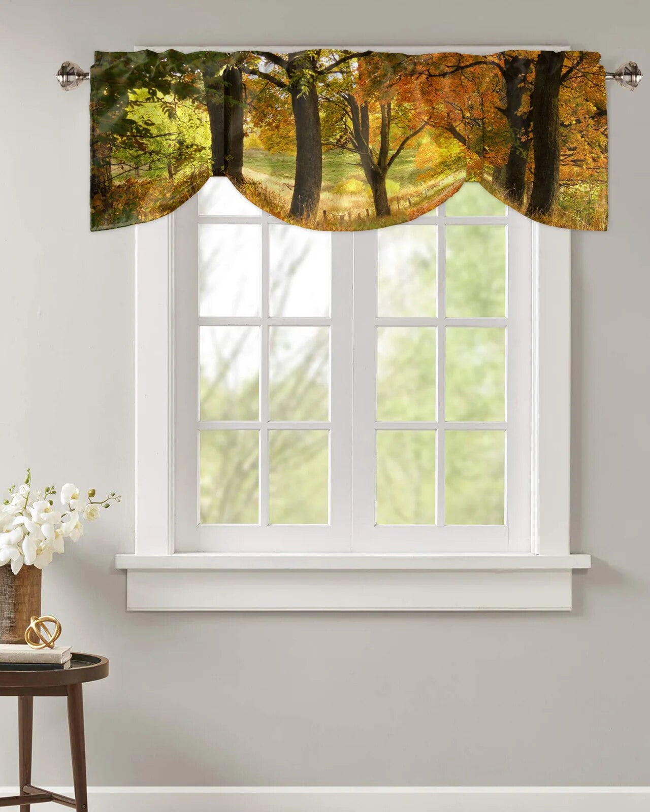 Tie Up Valance for Windows Deep Forest Maple Leaves Trees Window ...