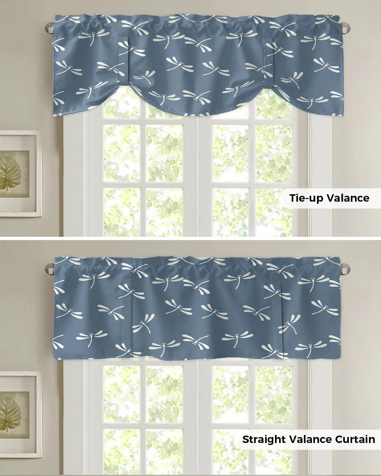Tie Up Valance for Windows Dragonfly Dots Gradient Window Curtain ...