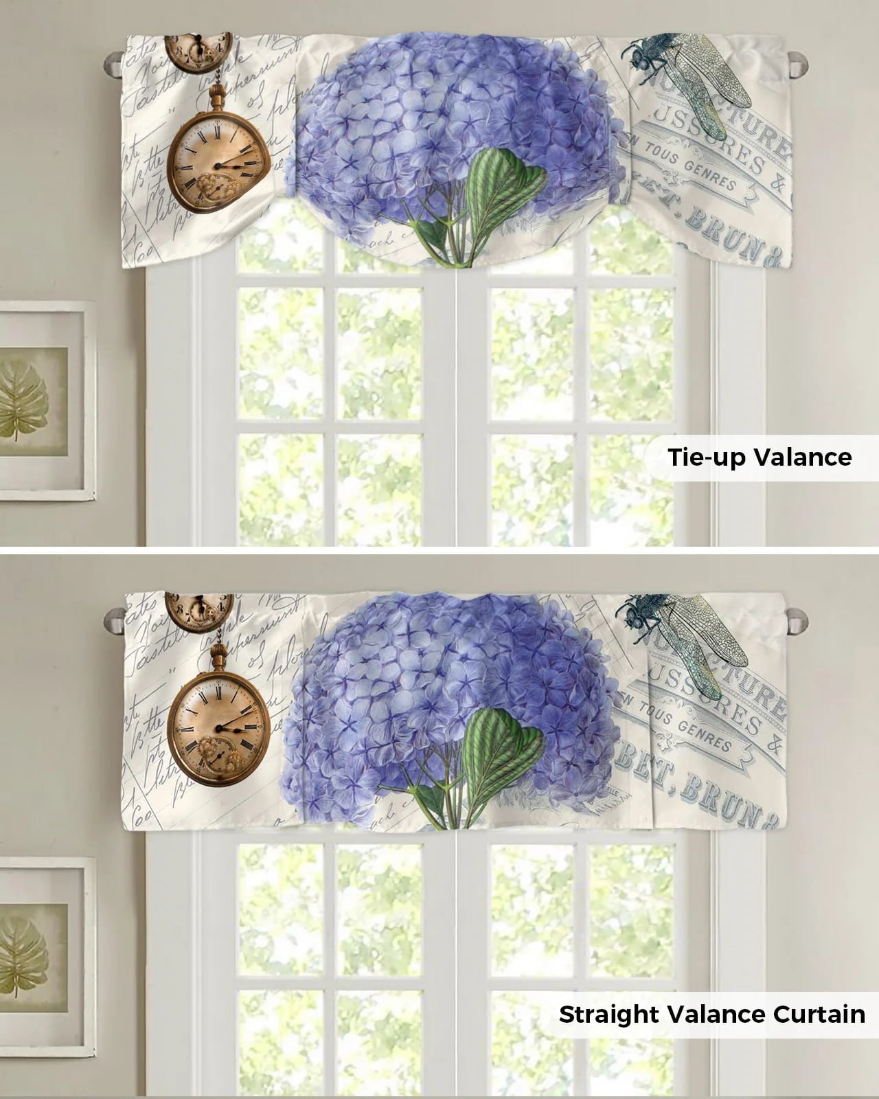 Tie Up Valance for Windows Dragonfly Dots Gradient Window Curtain ...
