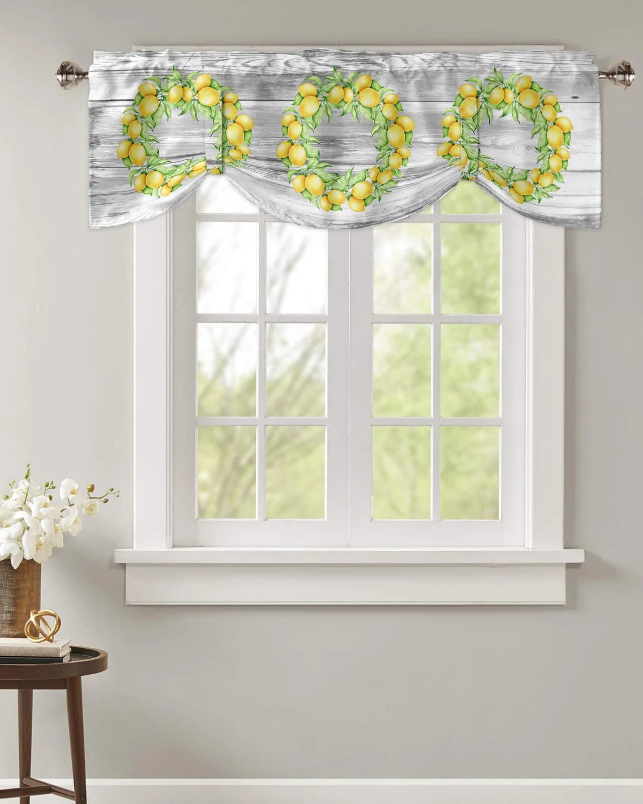 Tie Up Valance for Windows Farmhouse Vintage Wood Grain Lemon Window ...