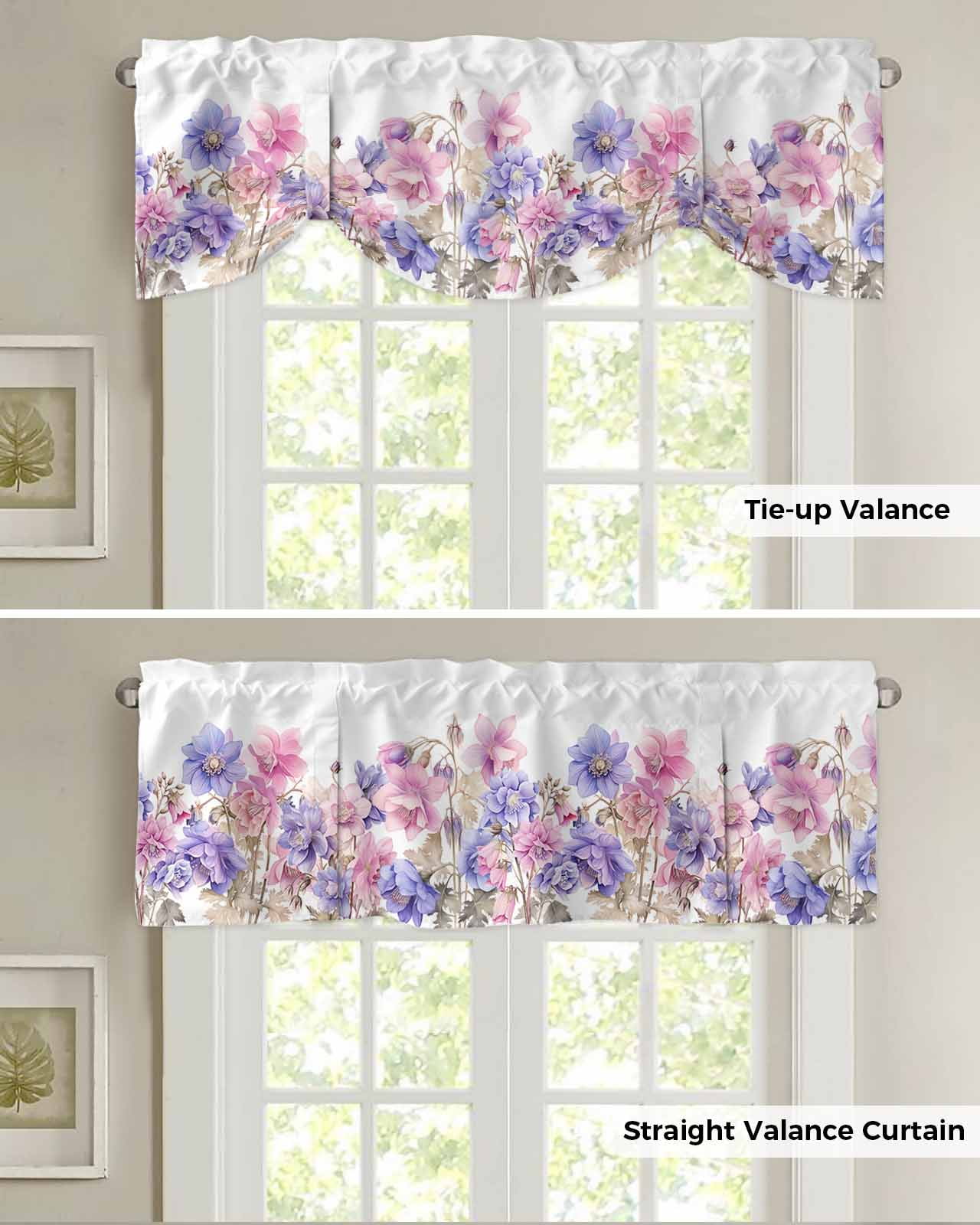 Tie Up Valance for Windows Flowers Foliage Dragonflies Vintage Kitchen ...
