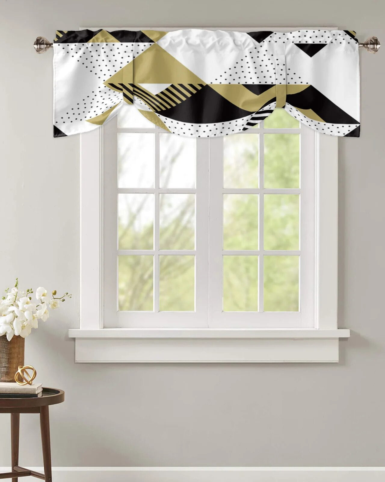 Tie Up Valance for Windows Golden Triangle Geometric Shape Window ...