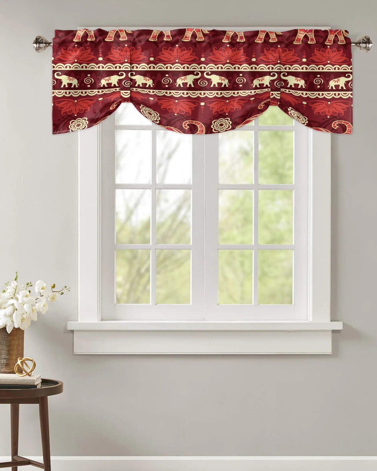 Tie Up Valance for Windows India Animal Elephant Flower Window Curtain ...
