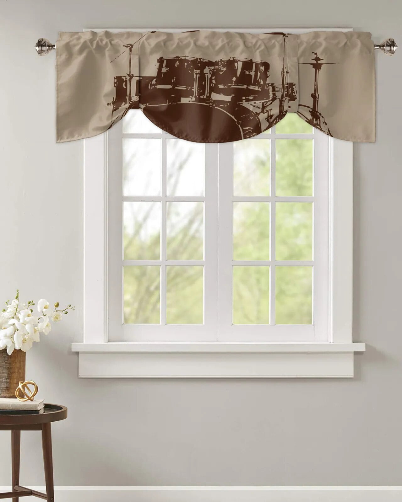 Tie Up Valance for Windows Jazz Drum Music Equipment Window Curtain ...