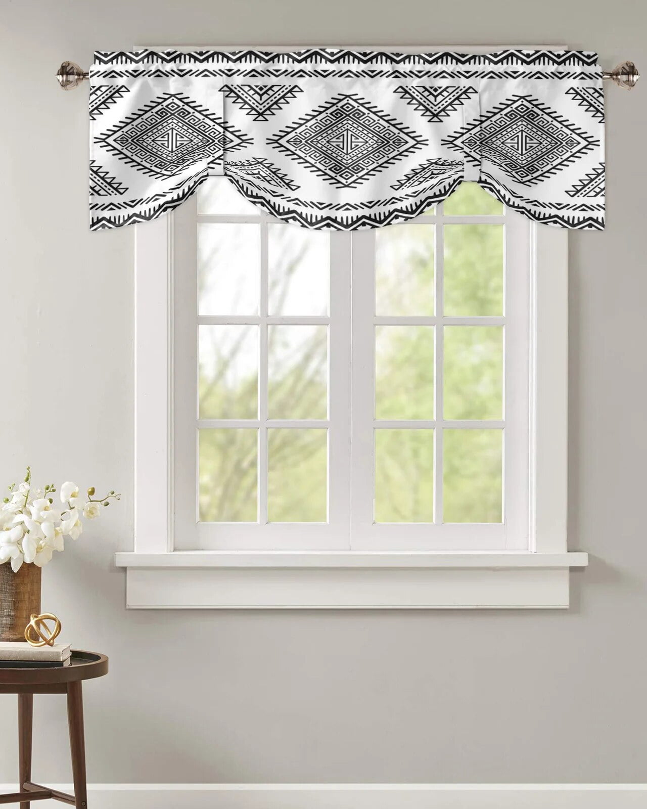 Tie Up Valance for Windows Line Geometry Symbol Window Curtain Kitchen ...