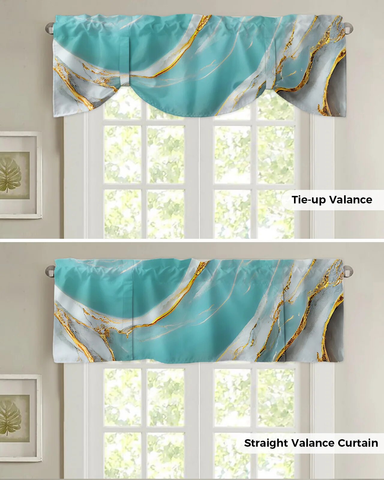 Tie Up Valance for Windows Marble Gold Texture Black Kitchen Valance Curtain Window Valance for ...