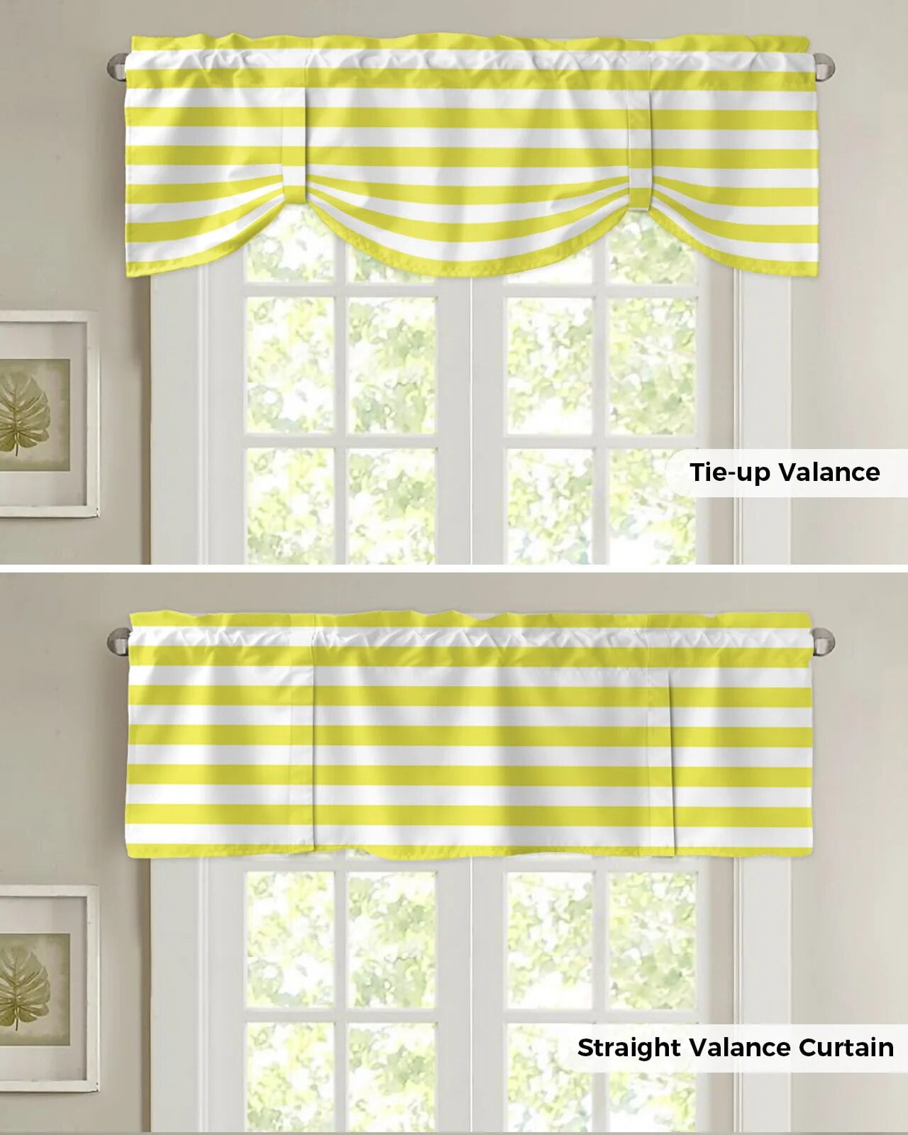 Tie Up Valance for Windows Navy Blue White Stripes Small Curtain Rod ...