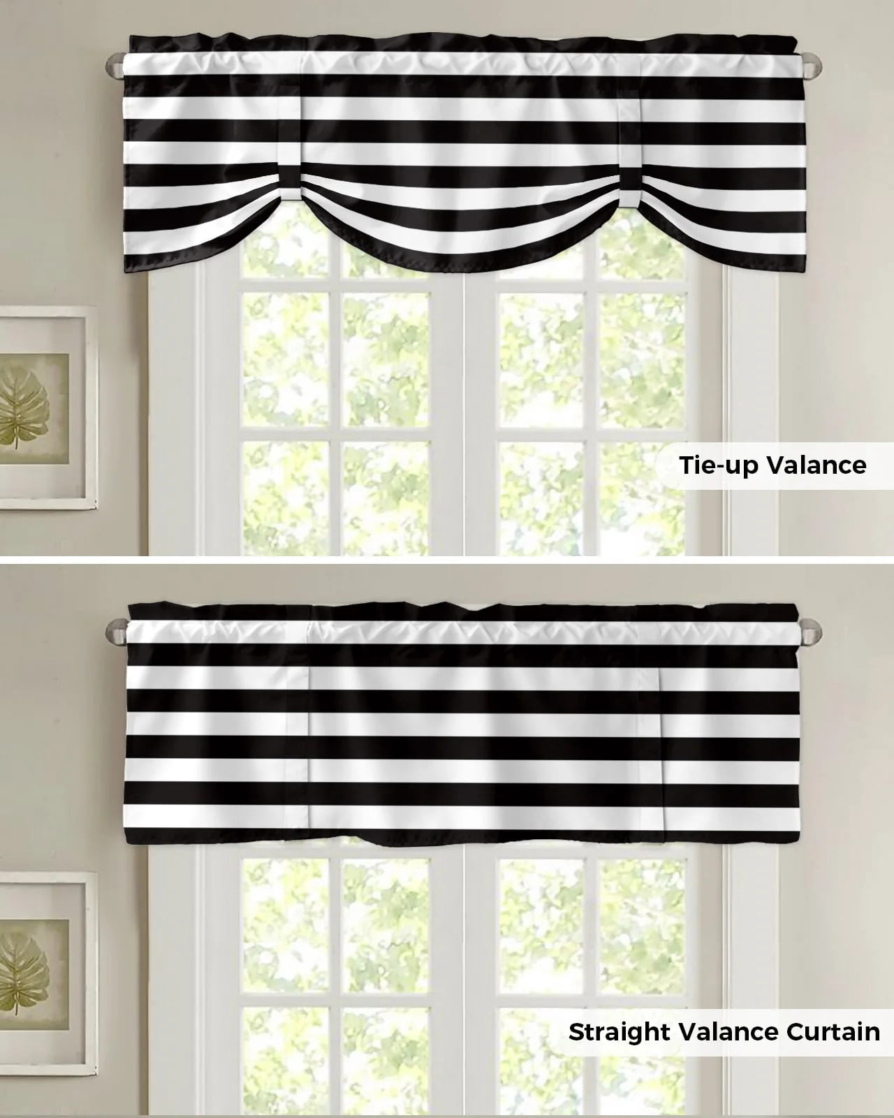 Tie Up Valance for Windows Navy Blue White Stripes Small Curtain Rod ...