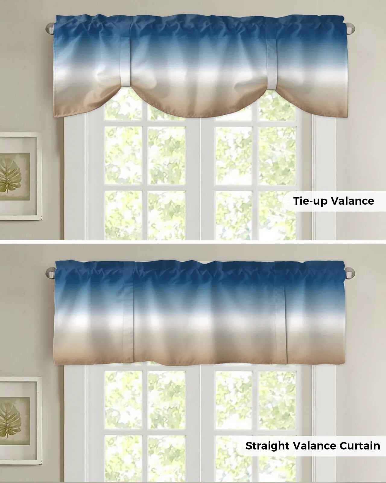 Tie Up Valance for Windows Sage Green Gradient Window Curtain Living ...