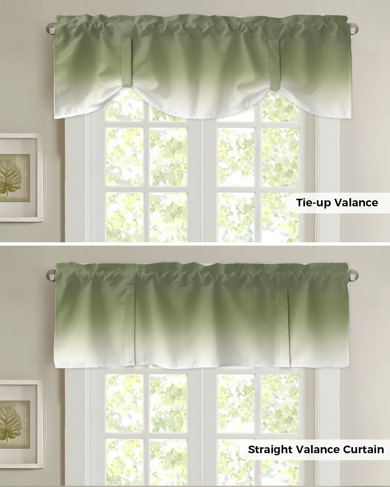 Tie Up Valance for Windows Sage Green Gradient Window Curtain Living ...