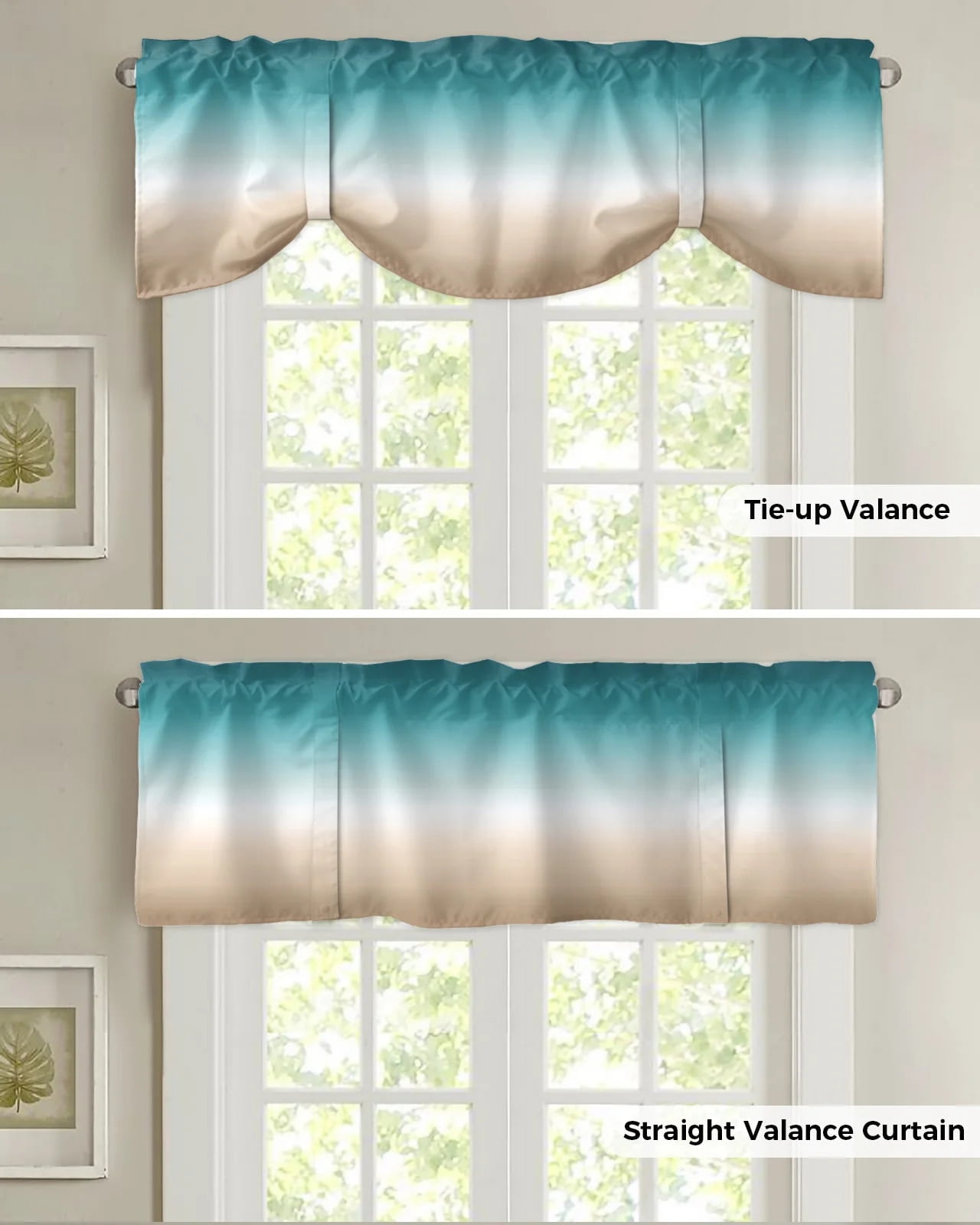 Tie Up Valance for Windows Sage Green Gradient Window Curtain Living ...