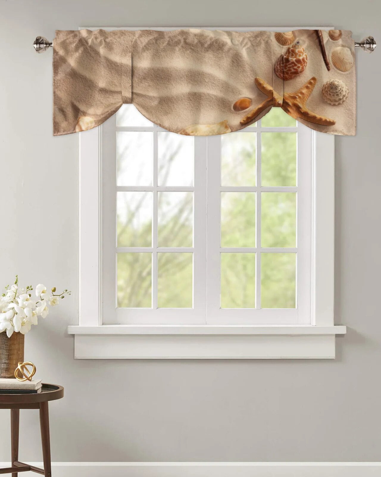 Tie Up Valance for Windows Sea Beach Shell StarWindow Curtain Kitchen ...