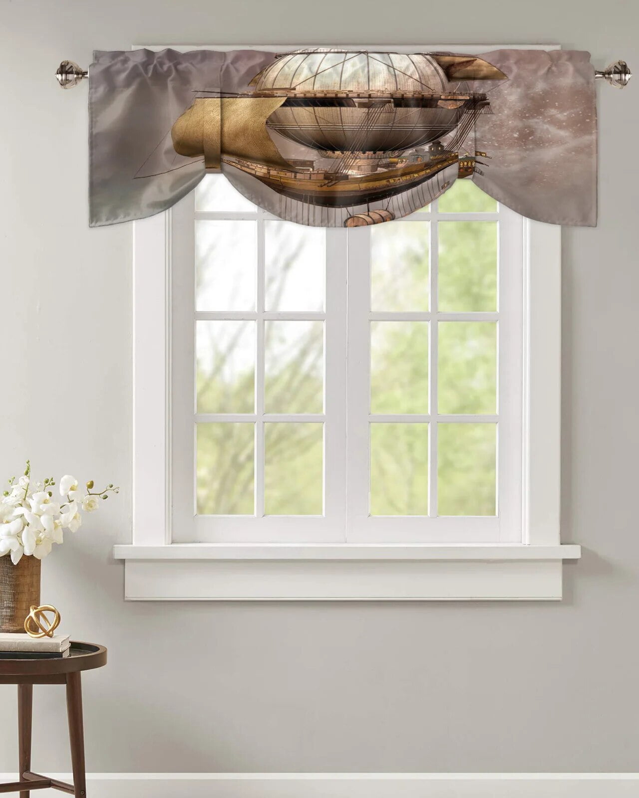 Tie Up Valance for Windows Steampunk Airship Retro Style Window Curtain ...