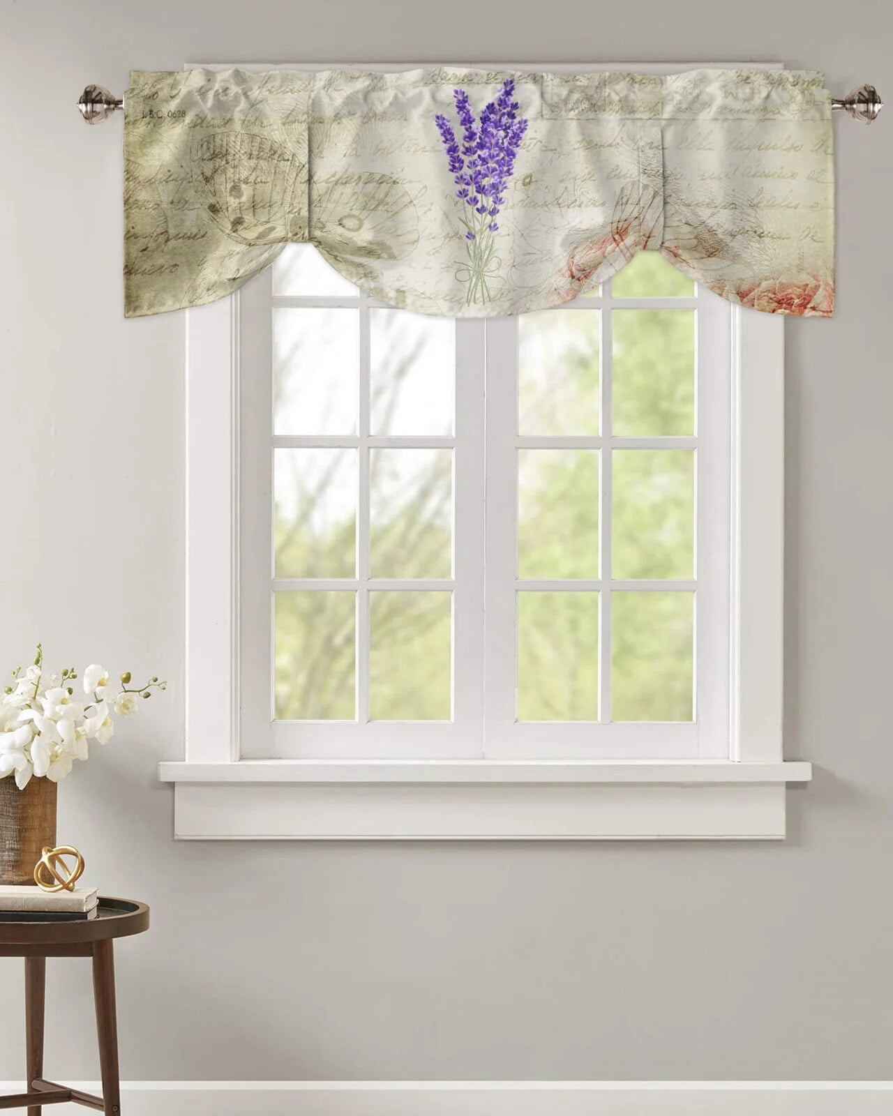 Tie Up Valance for Windows Vintage Plant Lavender Purple Flower Window ...