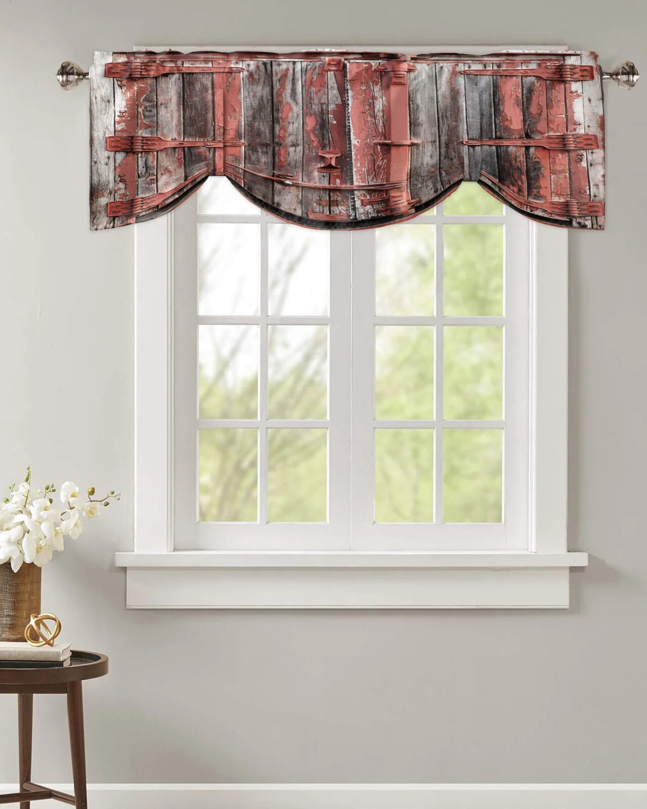 Tie Up Valance for Windows Wooden Door Paint Retro Window Valance ...