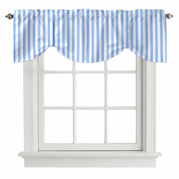 Tie Up Valance Blue White Stripe Valances for Windows Modern Minimalist ...