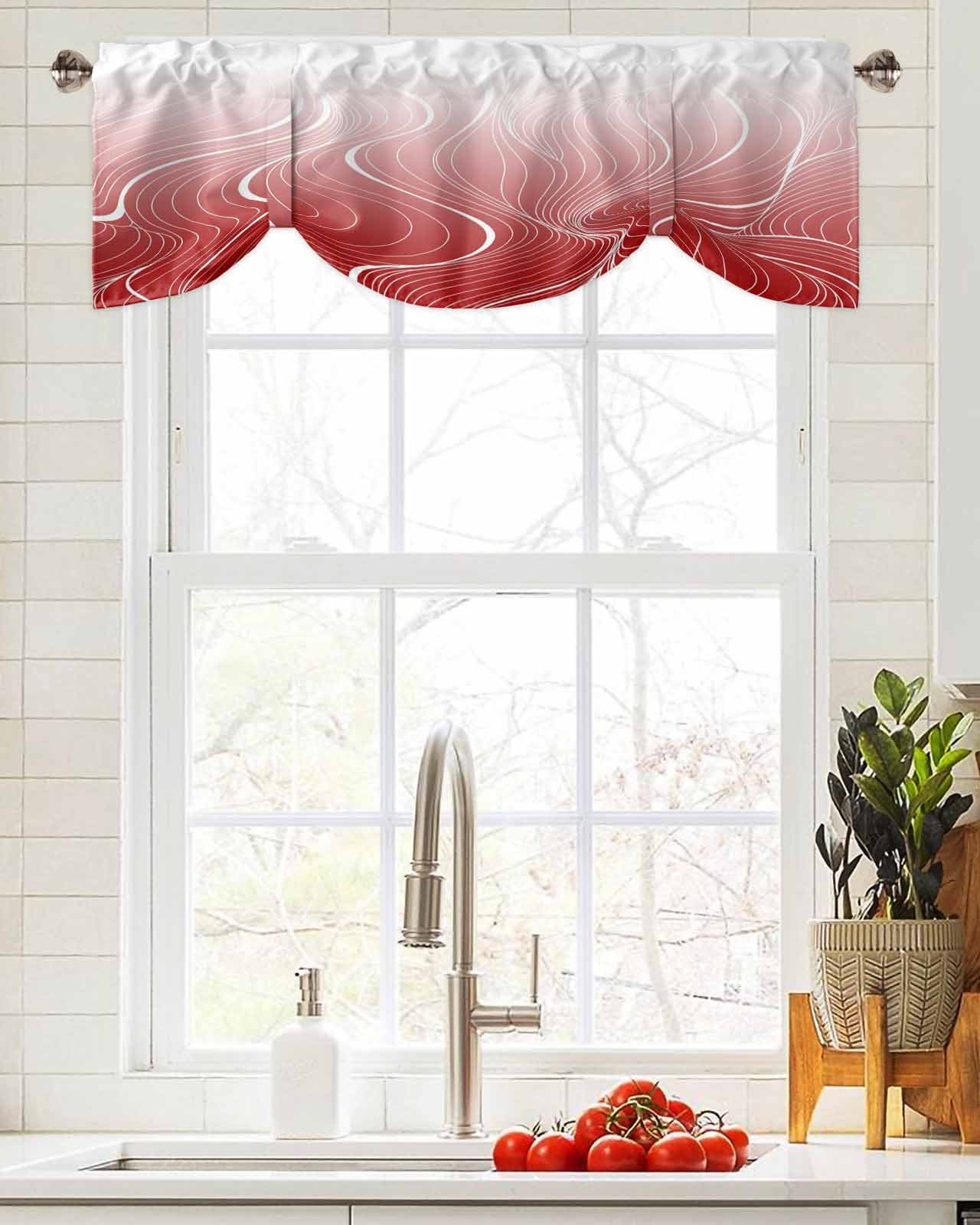 Tie Up Valance Curtain for Kitchen,Abstract Modern Minimalist Stripe ...