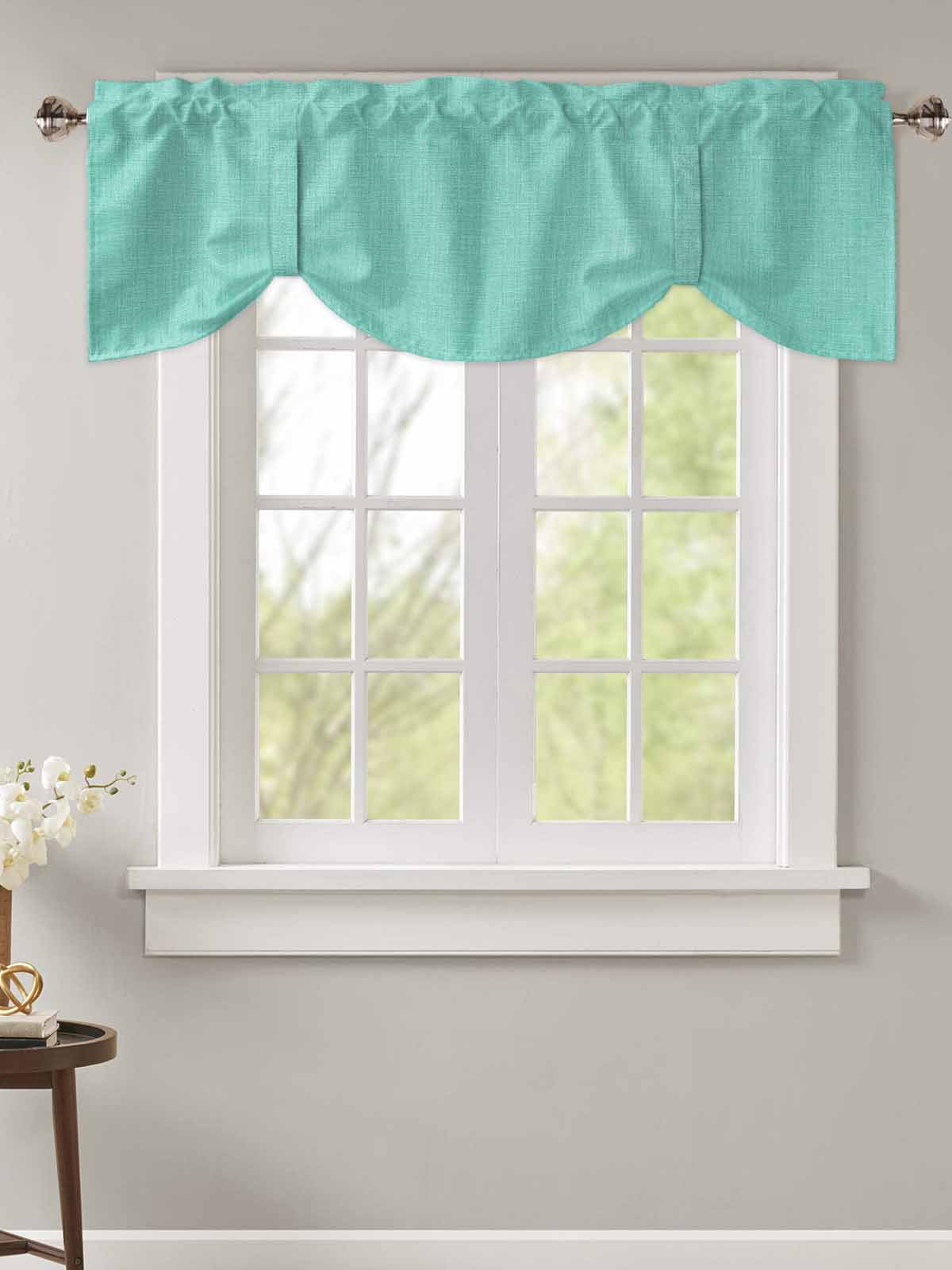 Tie Up Valance Curtain for Kitchen,Rustic Linen Texture Rod Pocket ...