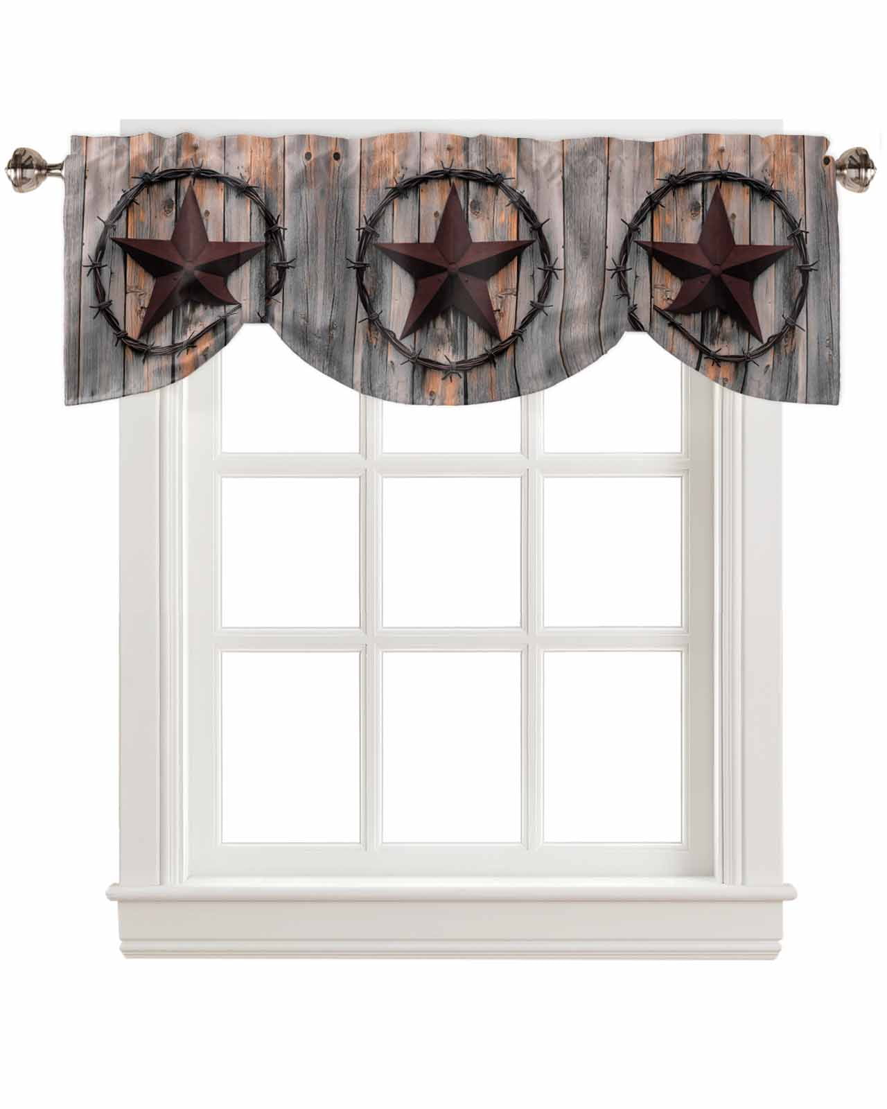 Tie Up Valance Curtain for Kitchen,Rustic Western Country Primitive Red ...