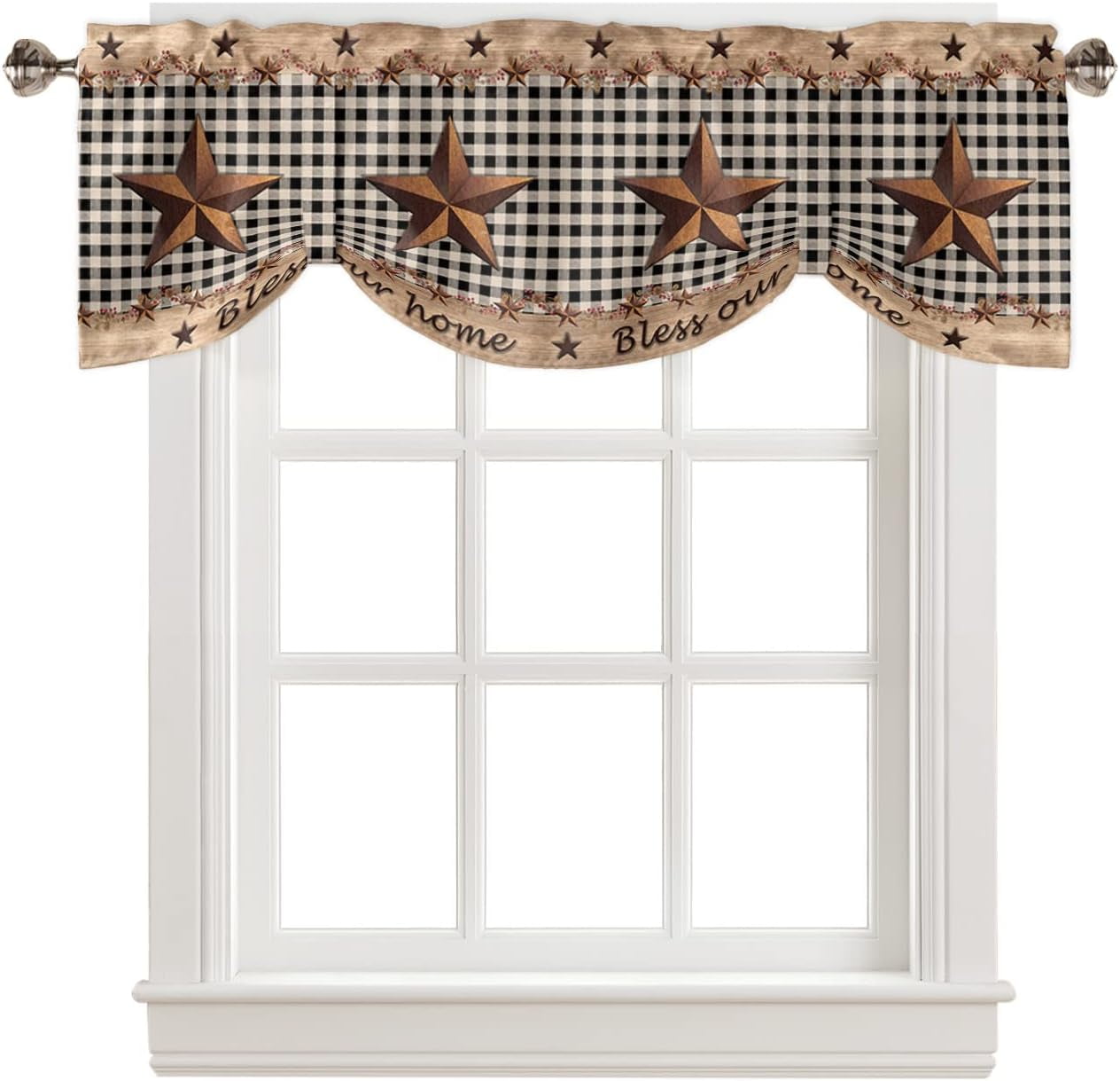 Tie Up Valance for Windows Barn Star Texas Curtains Valances Rod Pocket ...