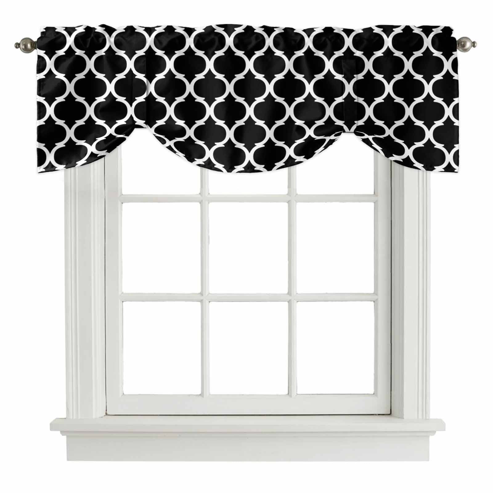 Tie Up Valance for Windows Geometric Pattern Curtains Valances Rod ...