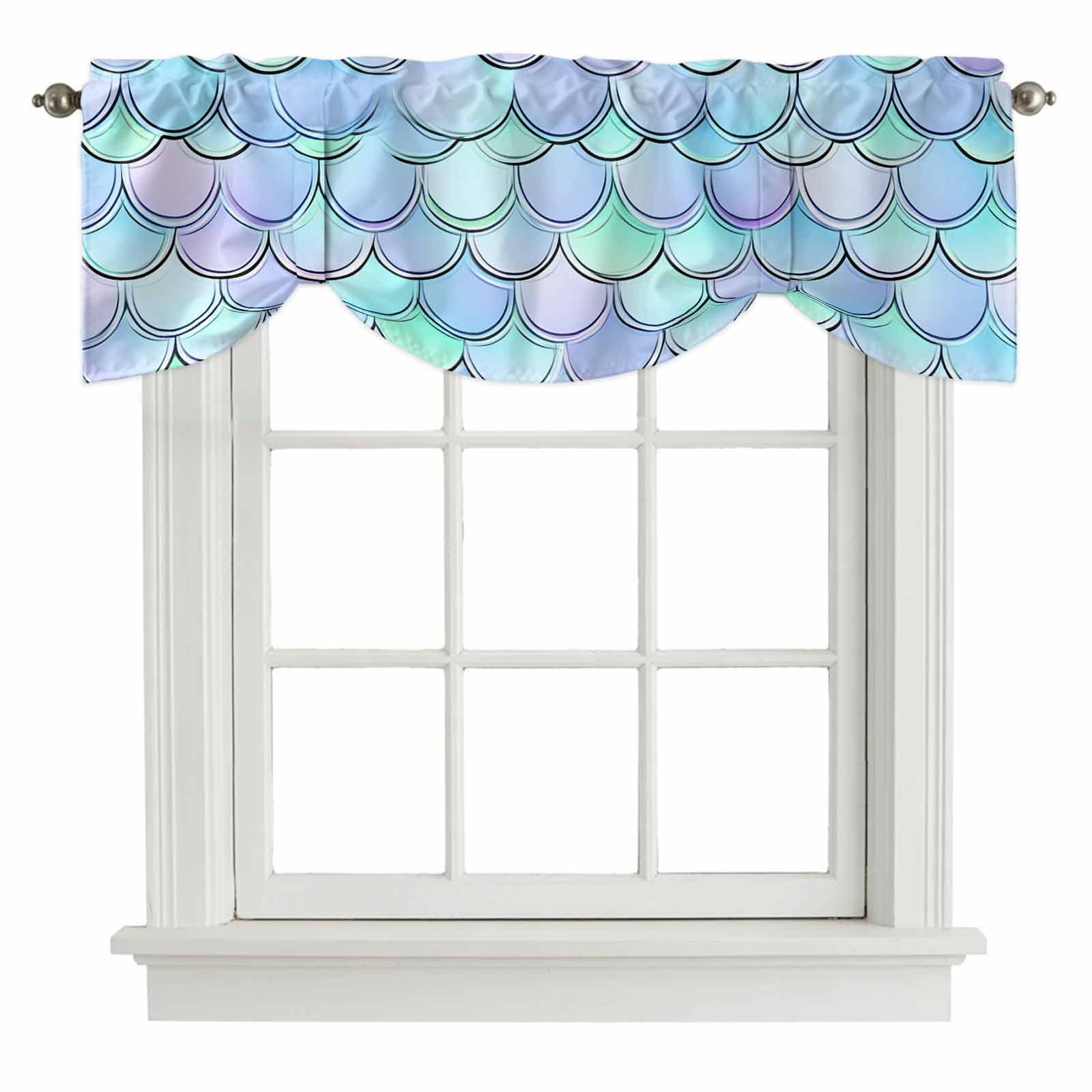 Tie Up Valances for Windows, Abstract Art Coastal Adjustable Valance ...