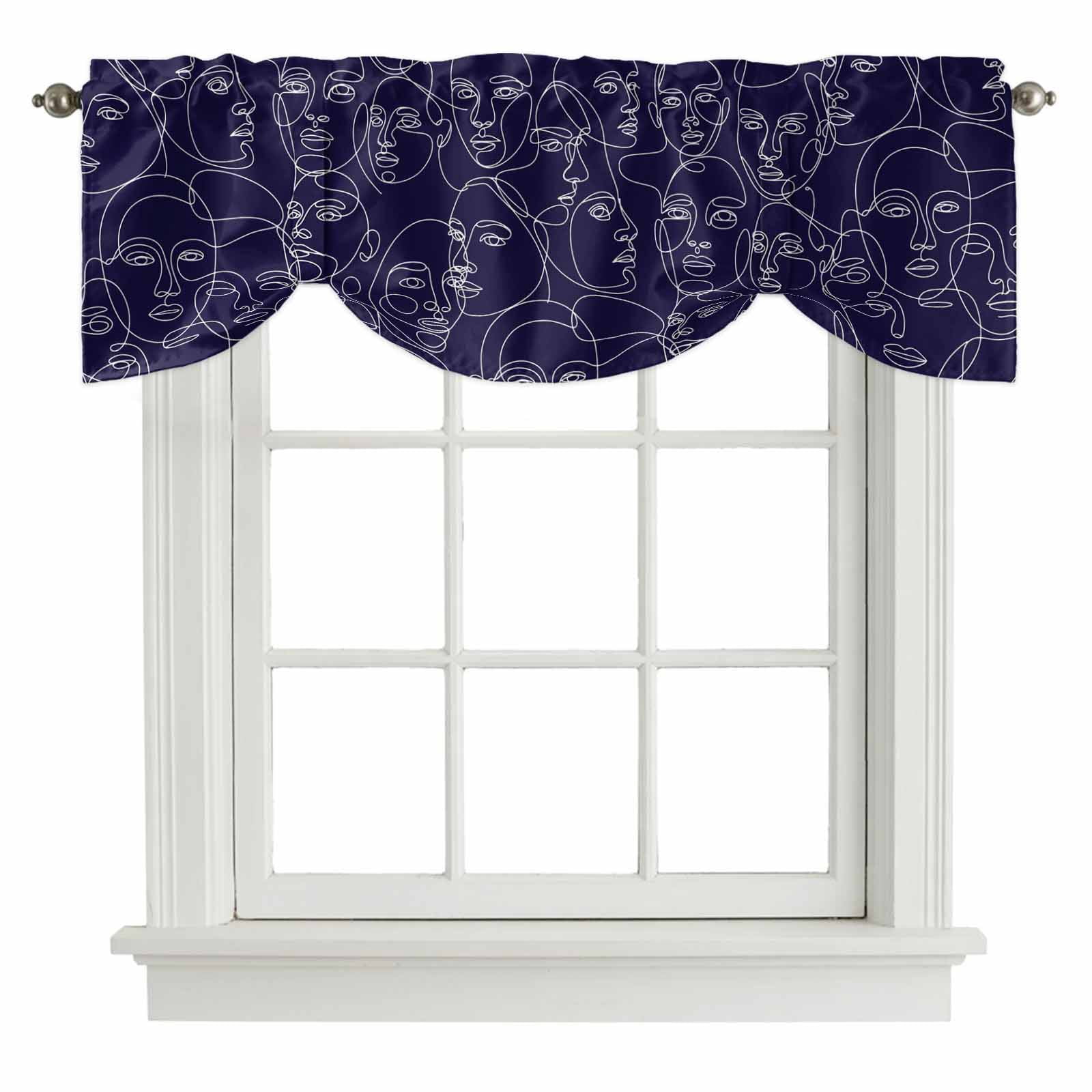 Tie Up Valances for Windows, Abstract Style Adjustable Valance Curtains ...