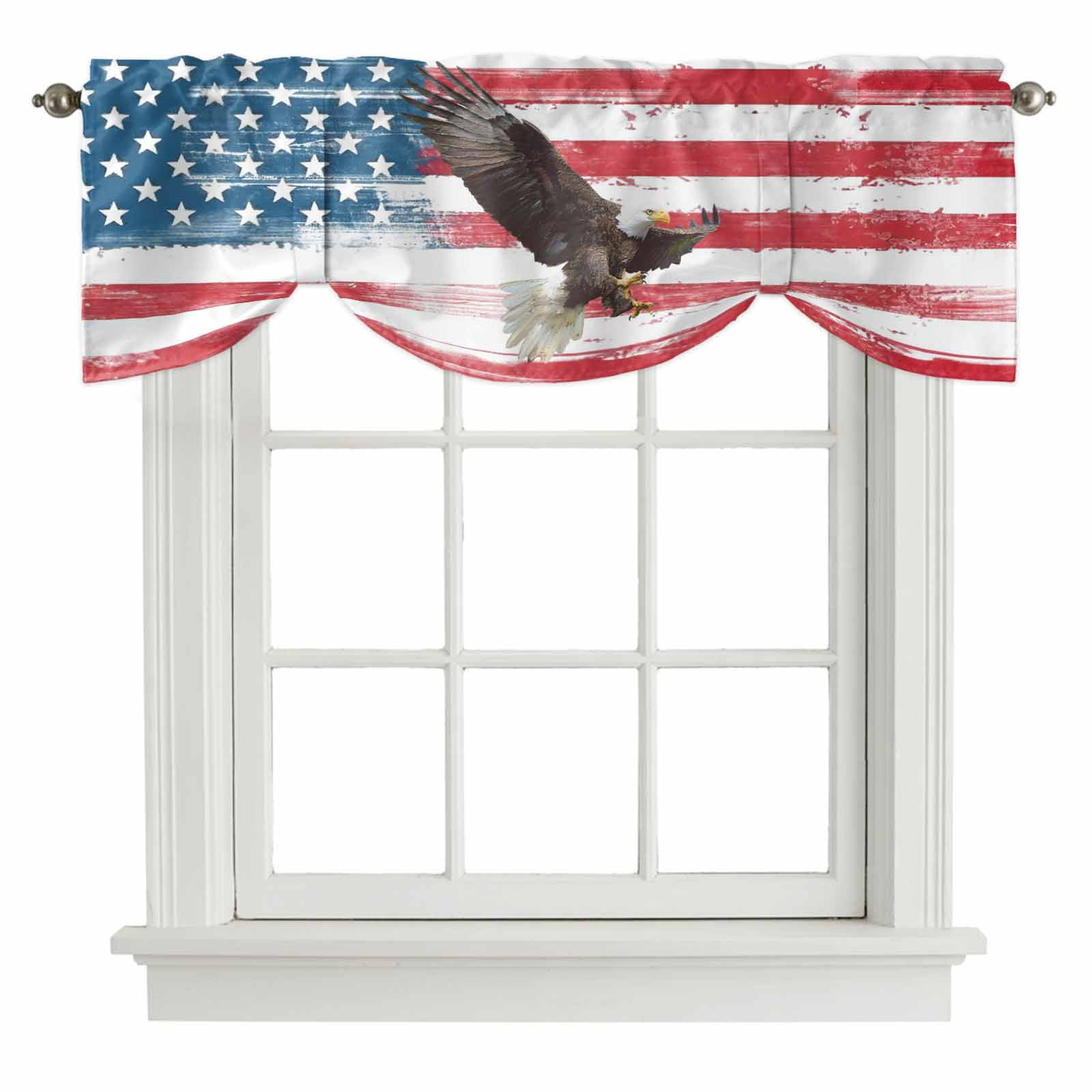 Tie Up Valances for Windows, American Flag Adjustable Valance Curtains ...